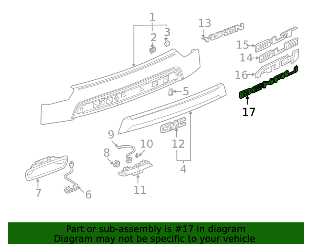 2021-2024 GMC Chrome Liftgate Marketing Name Plate 84267912 GM ...