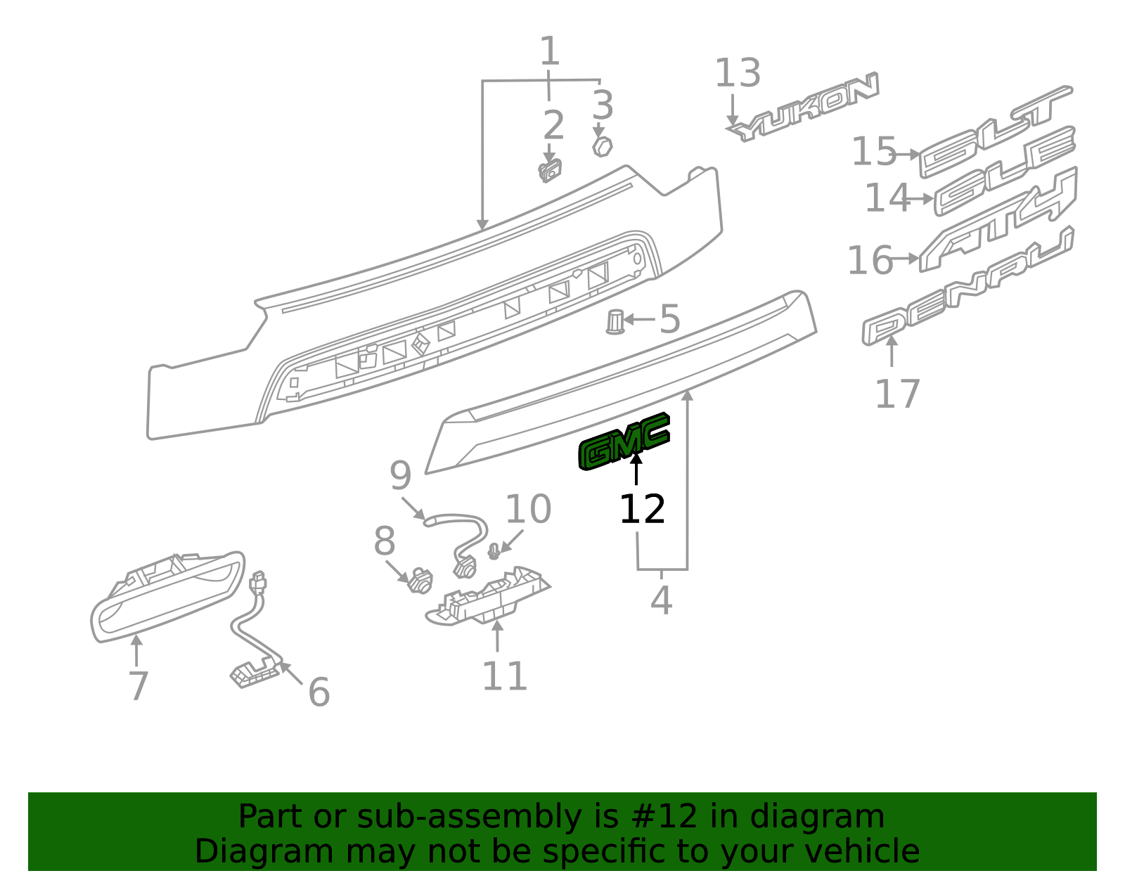 2020-2024 GMC Red Liftgate Emblem 84689767 GM | GMPartsDirect.com