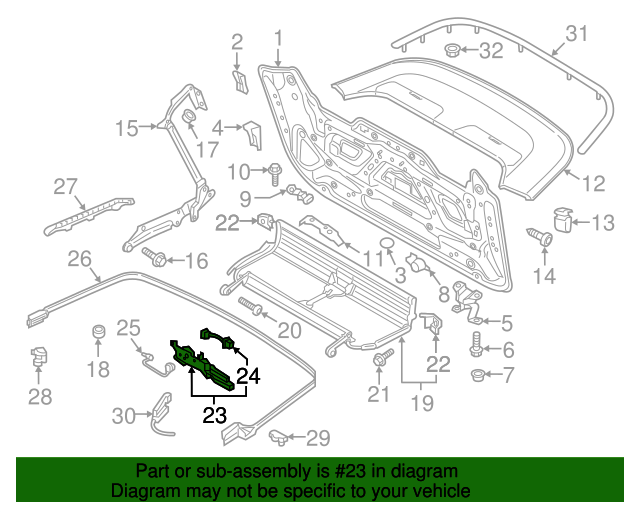 2015-2019 Audi Convertible Top Stowage Compartment Latch 8V7-825-825 ...