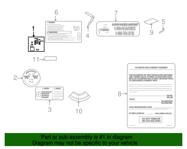 2004-2008 Pontiac Grand Prix Product Identification Label 10309541 GM ...
