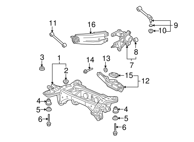 52360-SJC-A01 - Arm B L Rear (Lower) - 2006-2014 Honda Ridgeline ...