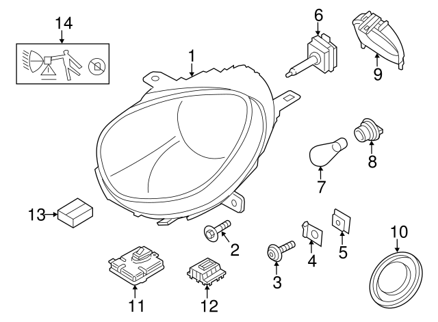2011-2016 Mini Headlamp Assembly 63-12-9-808-272 | Shop OEM MINI Parts