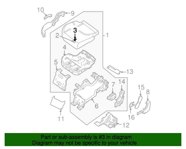 2005-2012 Nissan Pathfinder Cushion Frame 88301-ZS40A | QuirkParts