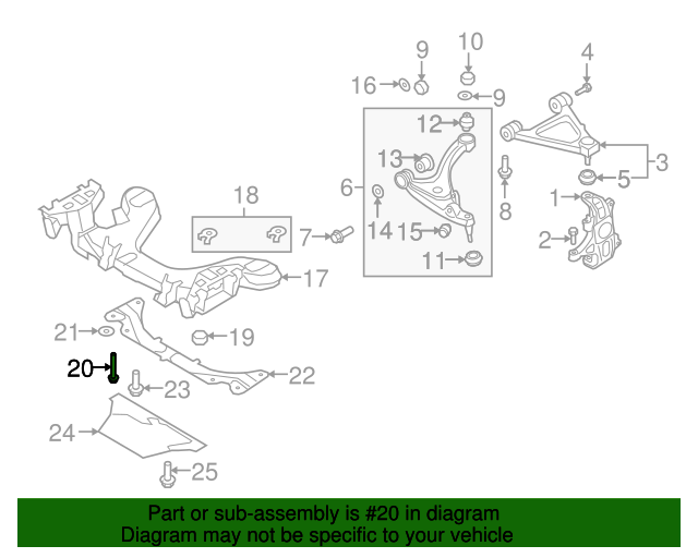 2004-2015 Mazda Engine Cradle Lower Bolt 9YA0-21-429 | TascaParts.com