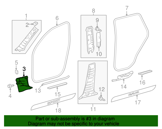 62112-0R010-B0 - Board Cowl Side Tri - 2006-2012 Toyota RAV4 | OEM ...