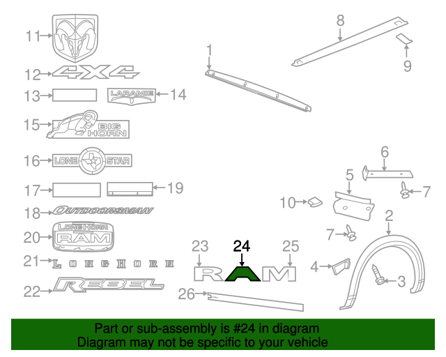 2015-2020 Ram Nameplate 68245565AE | TascaParts.com
