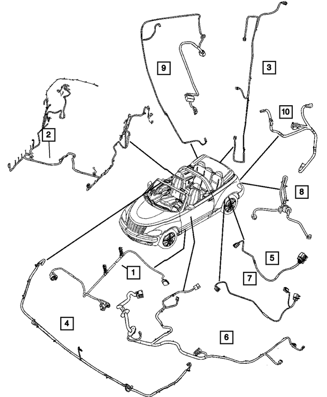 2001-2005 Chrysler PT Cruiser Rear Fascia Wiring, Export 4671529AC ...
