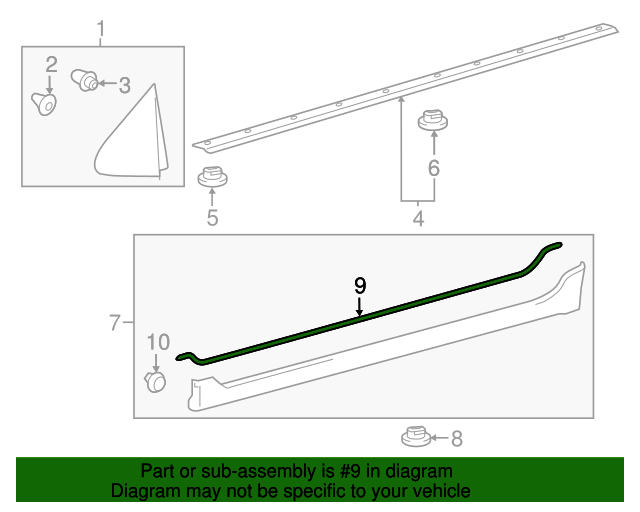 2017 Toyota Prius C Rocker Panel Molding Seal 76926-52030 | Toyota ...