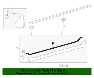 76926-52030 - Rocker Panel Molding Seal 2017 Toyota Prius C ...