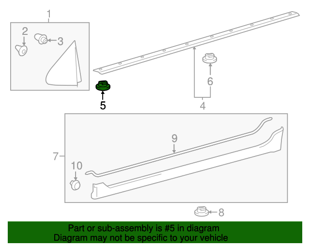 76924-02020 - Rocker Molding Retainer - 2008-2021 Toyota | OEM Genuine ...