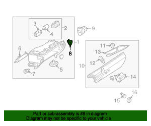 204-811-02-40 - Glove Box Assembly Bearing 2008-2015 Mercedes-Benz ...