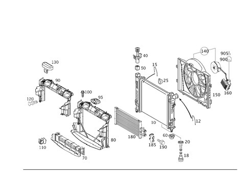 Radiator, Mounting, and Covering for 2005 Mercedes-Benz CLK 320 ...