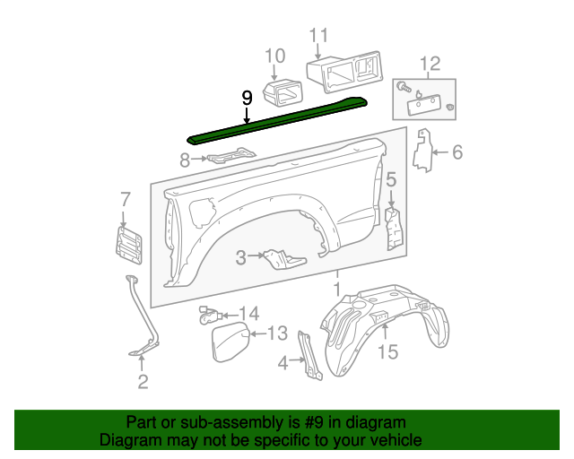2005-2015 Toyota Tacoma Protector | Passenger Side Bed Panel 66248 ...