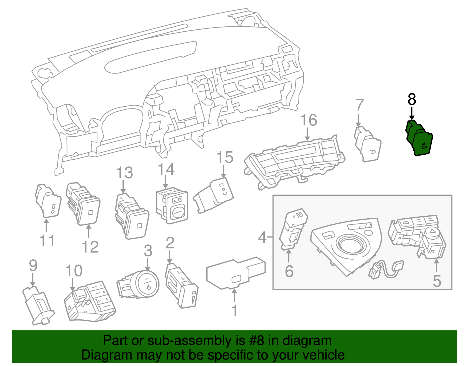 84895-47011 - Switch 2010-2014 Toyota | Longo Toyota Parts