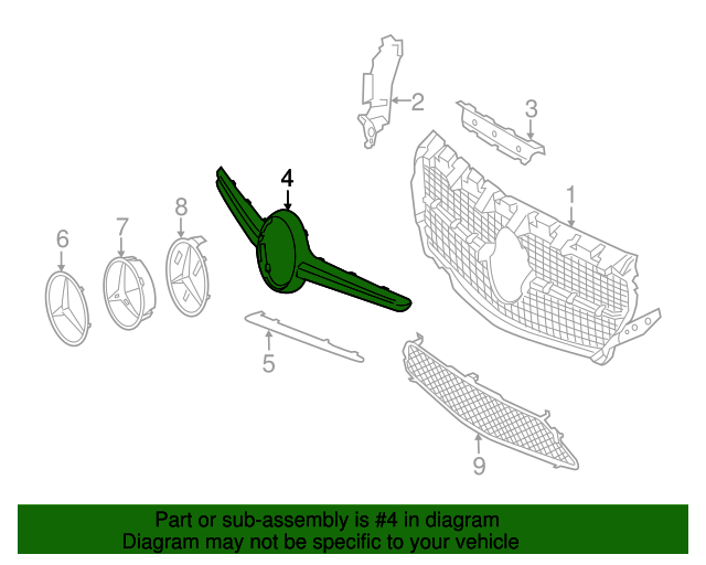 2014-2019 Mercedes-Benz Center Molding UNPAINTED 117-888-00-60-9999 ...