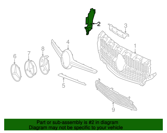 117-888-02-38 - Radiator Support Baffle 2014-2016 Mercedes-Benz ...