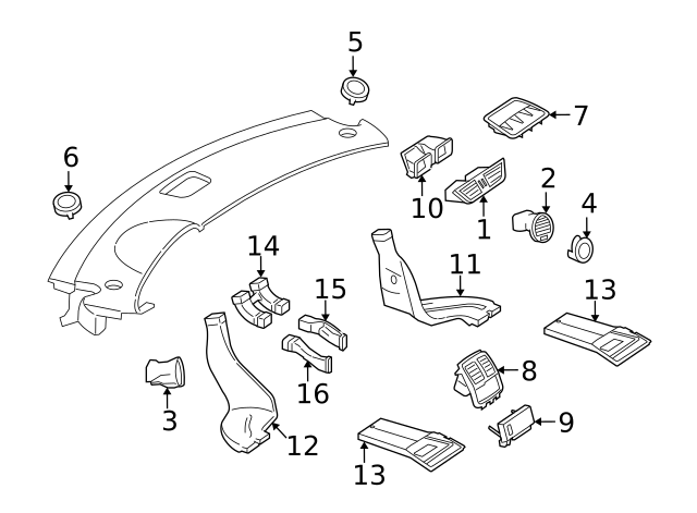 219-831-03-60 - Console Air Vent 2006-2011 Mercedes-Benz ...
