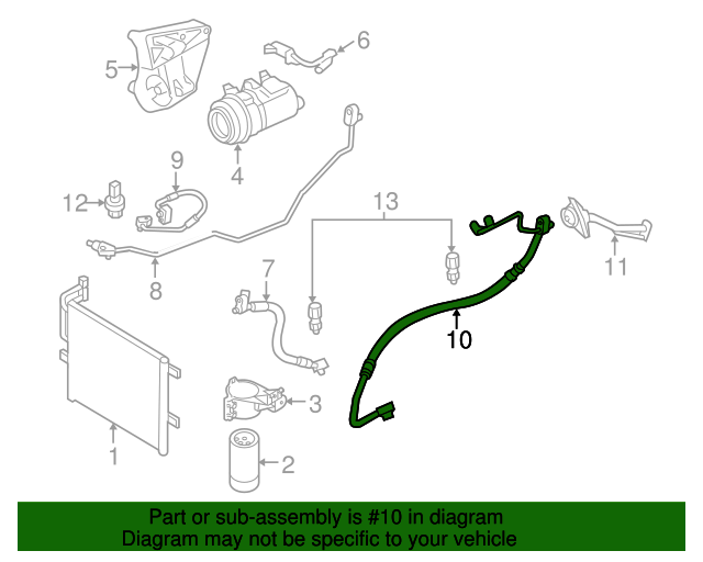 64533455905 - 2007-2010 BMW A/C Refrigerant Suction Hose (64-53-3-455 ...