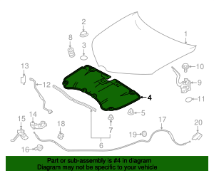 53341-12360 - Hood Insulation Pad 2016-2018 Toyota | AutoNation Parts