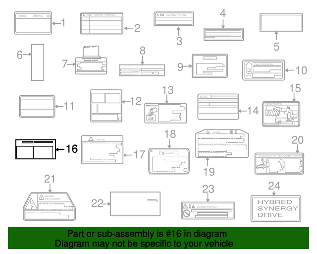 Toyota 2007-2008 Toyota Camry Tire Information Label 42661-33780 ...