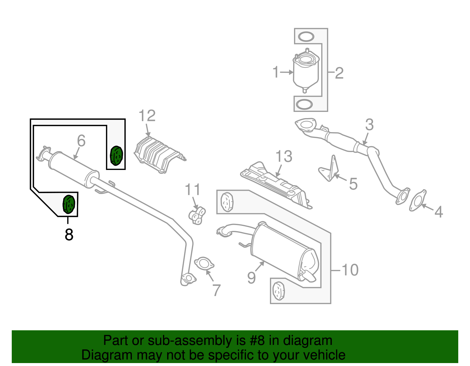 96476049 - Exhaust Muffler Intermediate Hanger 2006-2008 Chevrolet ...