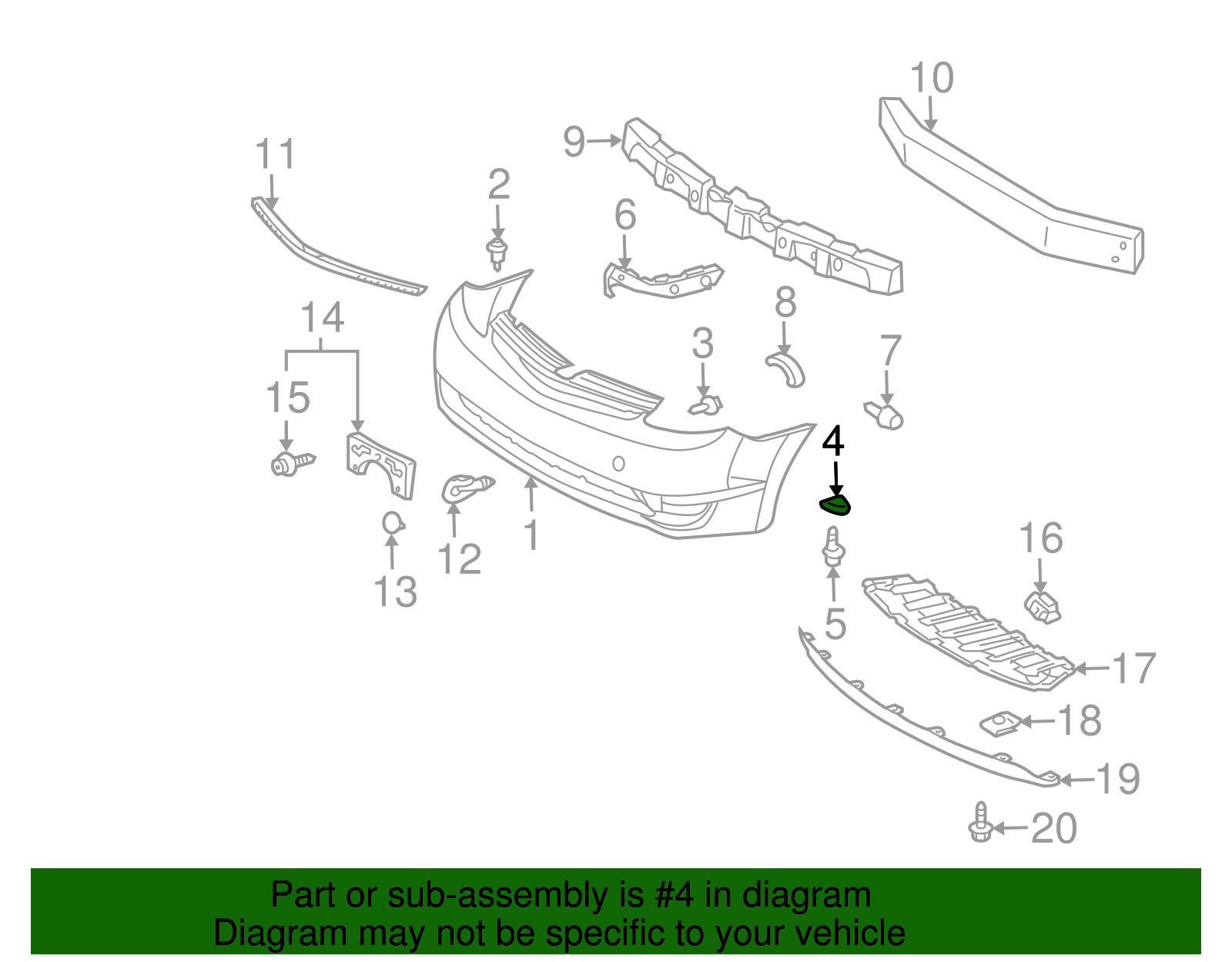 2004-2010 Toyota Bumper Cover Mount Bracket 52147-21010 | Toyota Parts ...