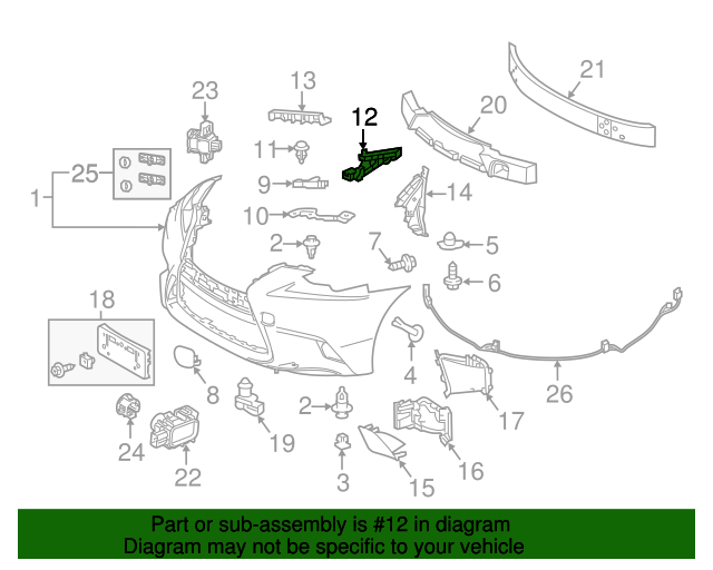 52535-53030 - Bumper Guide 2014-2016 Lexus | AutoNationParts.com