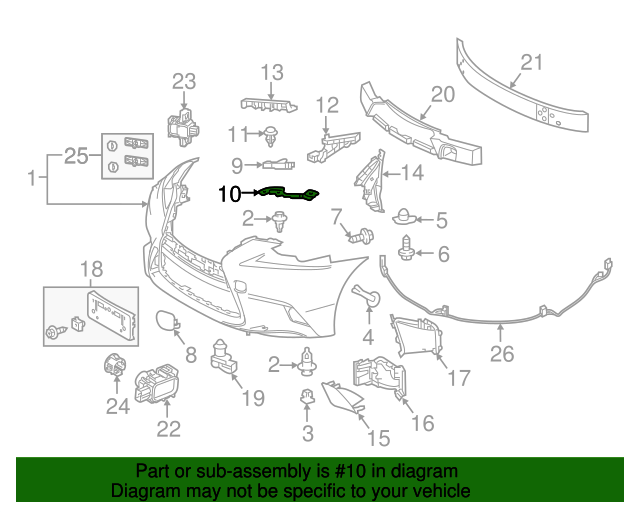 2014-2016 Lexus Bumper Bracket 52135-53020 | OEM Parts Online