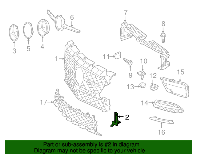 172-885-00-14 - Grille Bracket 2012-2016 Mercedes-Benz ...