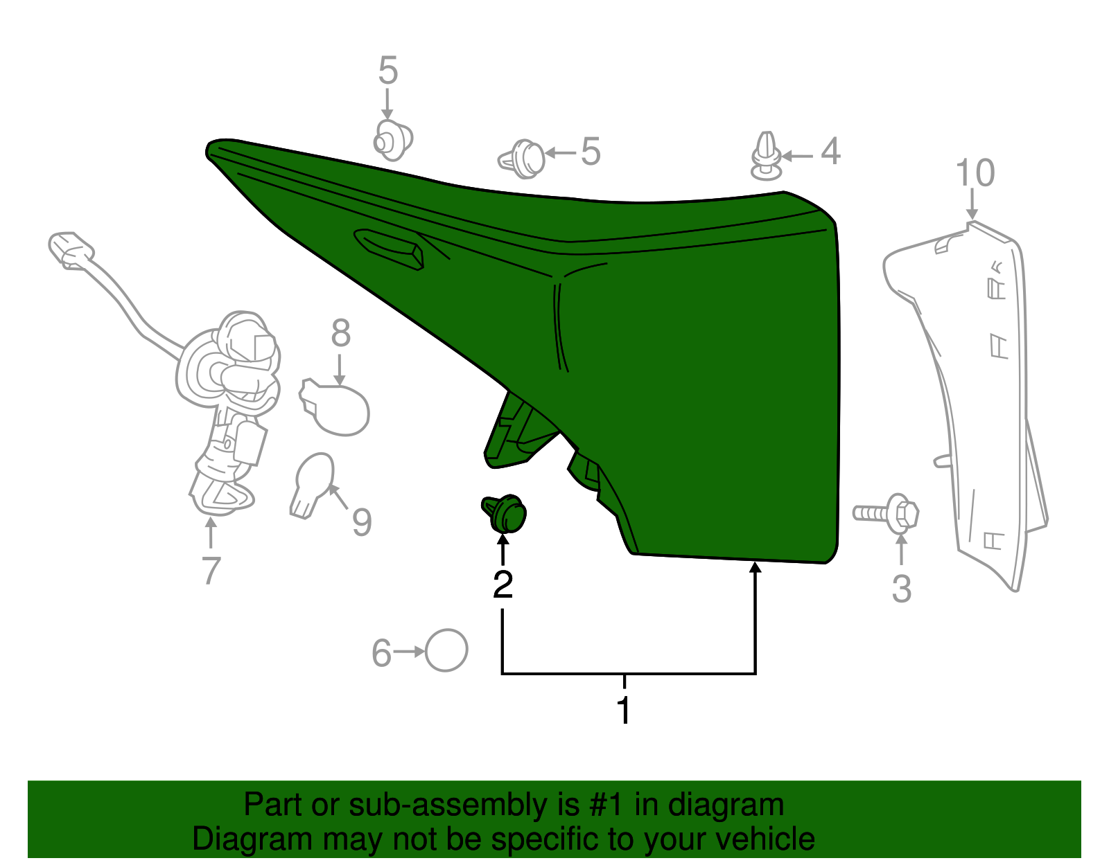 Genuine Toyota Combo Lamp part# 81551-47293 for 2017-2018 Toyota Prius ...