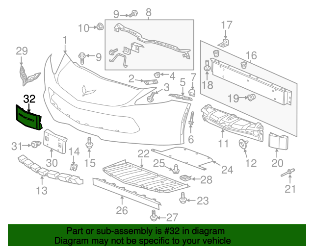 2015-2019 Chevrolet Corvette Anthracite Front Grille Opening Cover ...