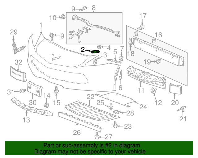 2014-2019 Chevrolet Corvette Front Bumper Fascia Outer Bracket 23433556 ...