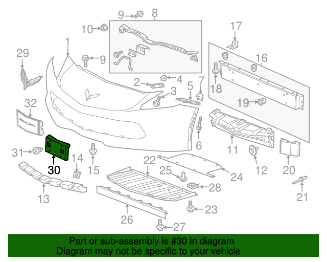 2015-2019 Chevrolet Corvette Front License Plate Bracket 23111885 ...