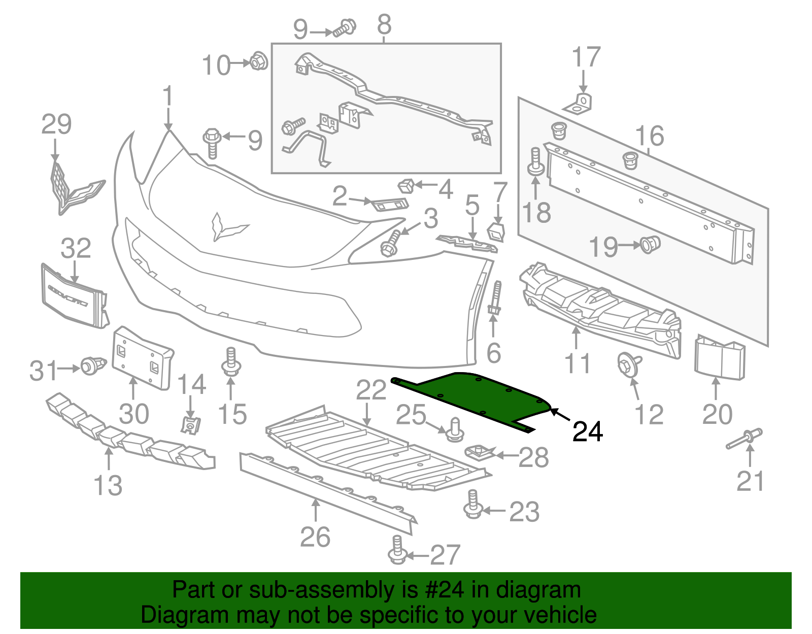 23135212 - Front Compartment Air Deflector 2014-2019 Chevrolet Corvette ...