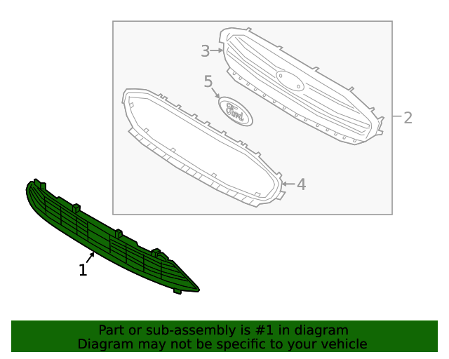 Ford KT1Z-17E810-AA - Lower Grille - 2019-2022 Ford Transit Connect ...