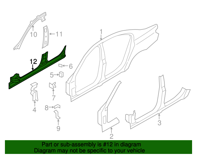 41127204198 - 2009-2015 BMW Inner Rocker (41-12-7-204-198) | BMW of ...