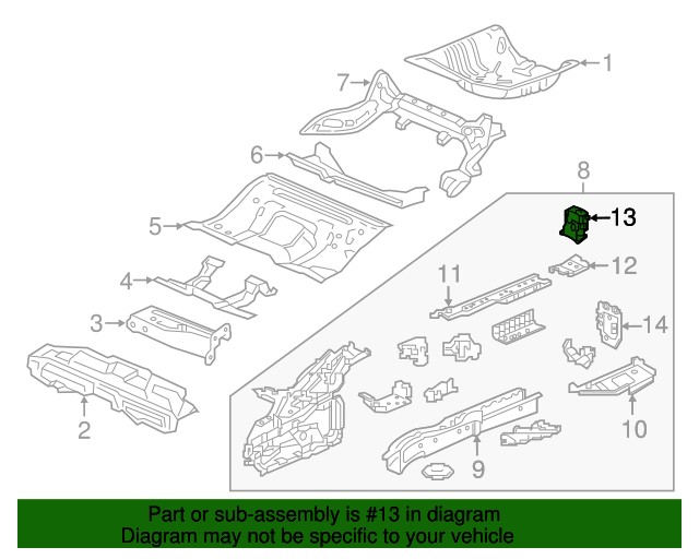 Genuine Honda Gusset, R Rear Panel 65626-TBA-A00ZZ | hondapartguy