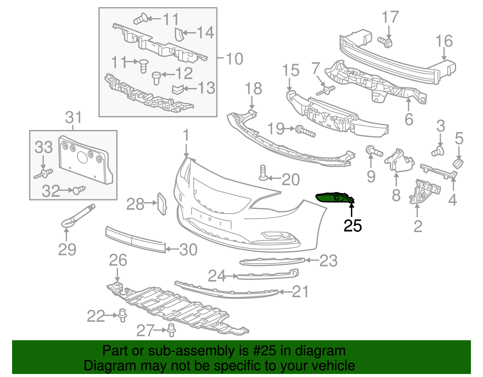 2016-2019 Buick Cascada Anthracite Driver Side Front Bumper Fascia ...