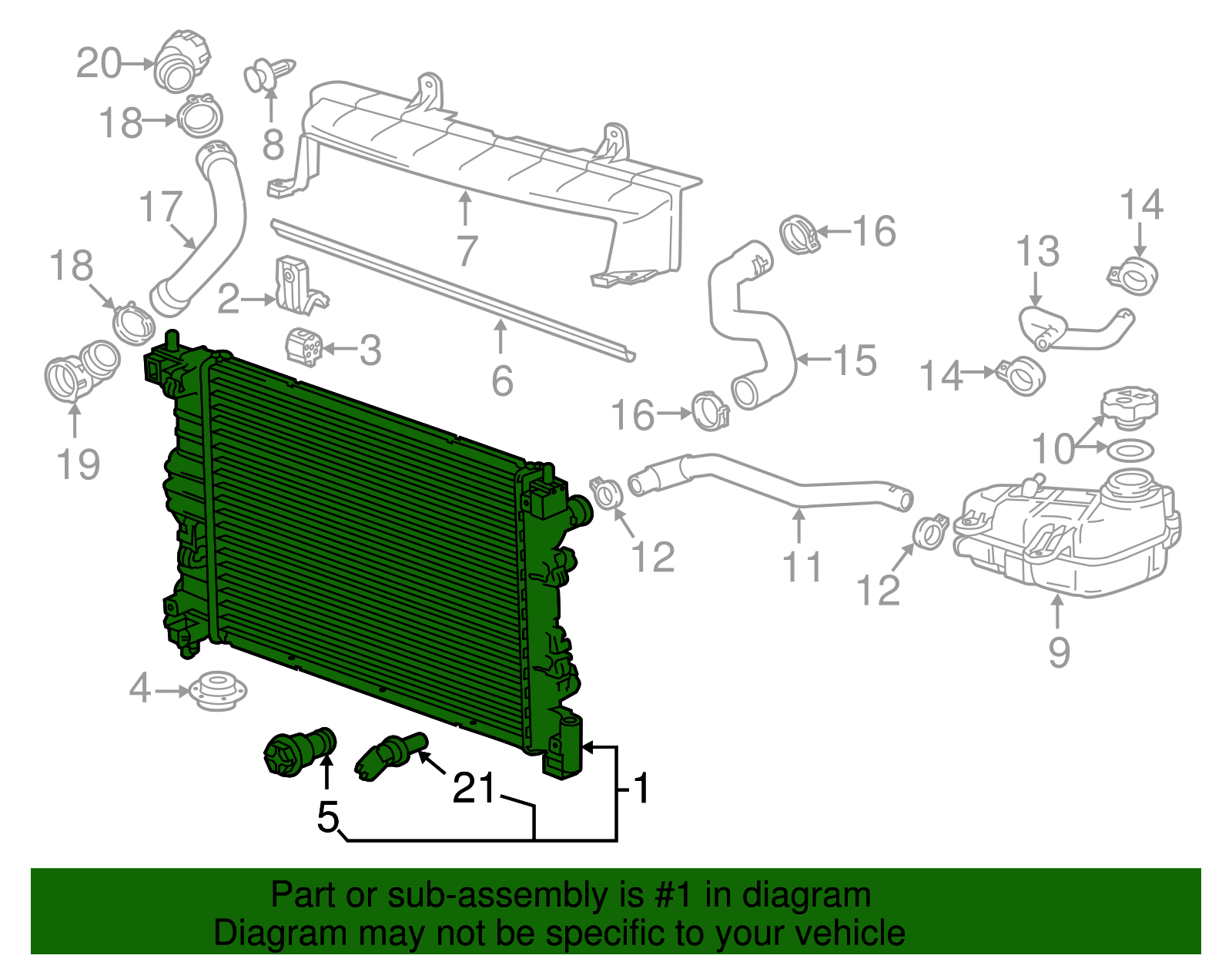 2012-2019 Chevrolet Sonic Radiator 95316048 | Partners Chevy