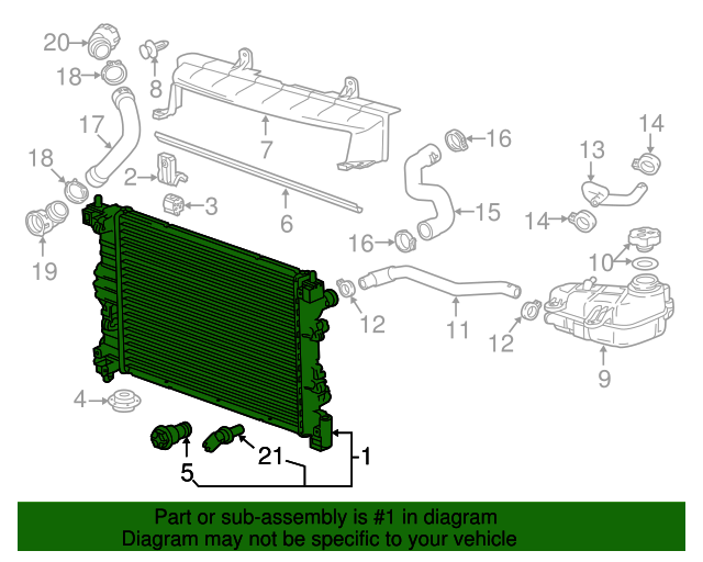 2012-2019 Chevrolet Sonic Radiator 95316048 GM | GMPartsDirect.com