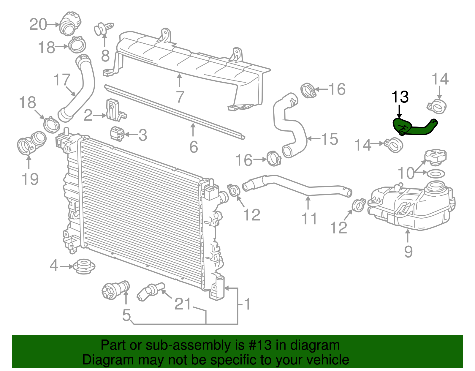 2012-2020 Chevrolet Sonic Engine Coolant Air Bleed Hose 95478757 GM ...