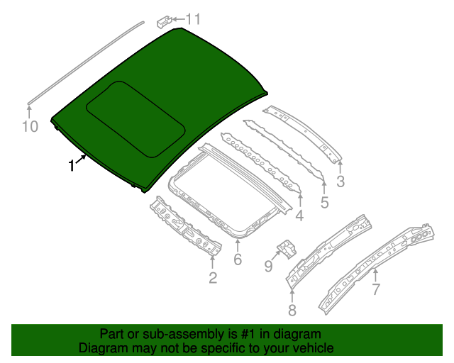 2013-2014 Nissan Altima Roof Panel 73112-3TA1A | TascaParts.com