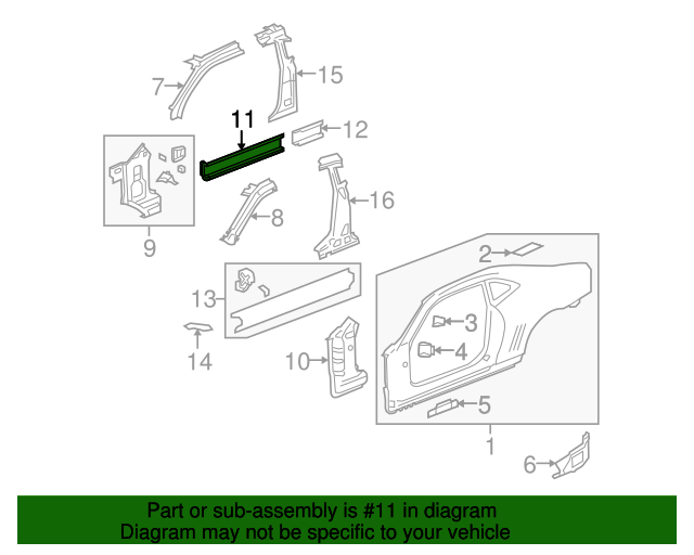 2010-2015 Chevrolet Camaro Inner Rocker 92202532 | GMPartsDirect.com