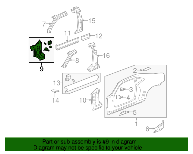 2010-2015 Chevrolet Camaro Passenger Side Body Hinge Pillar Lower Inner ...