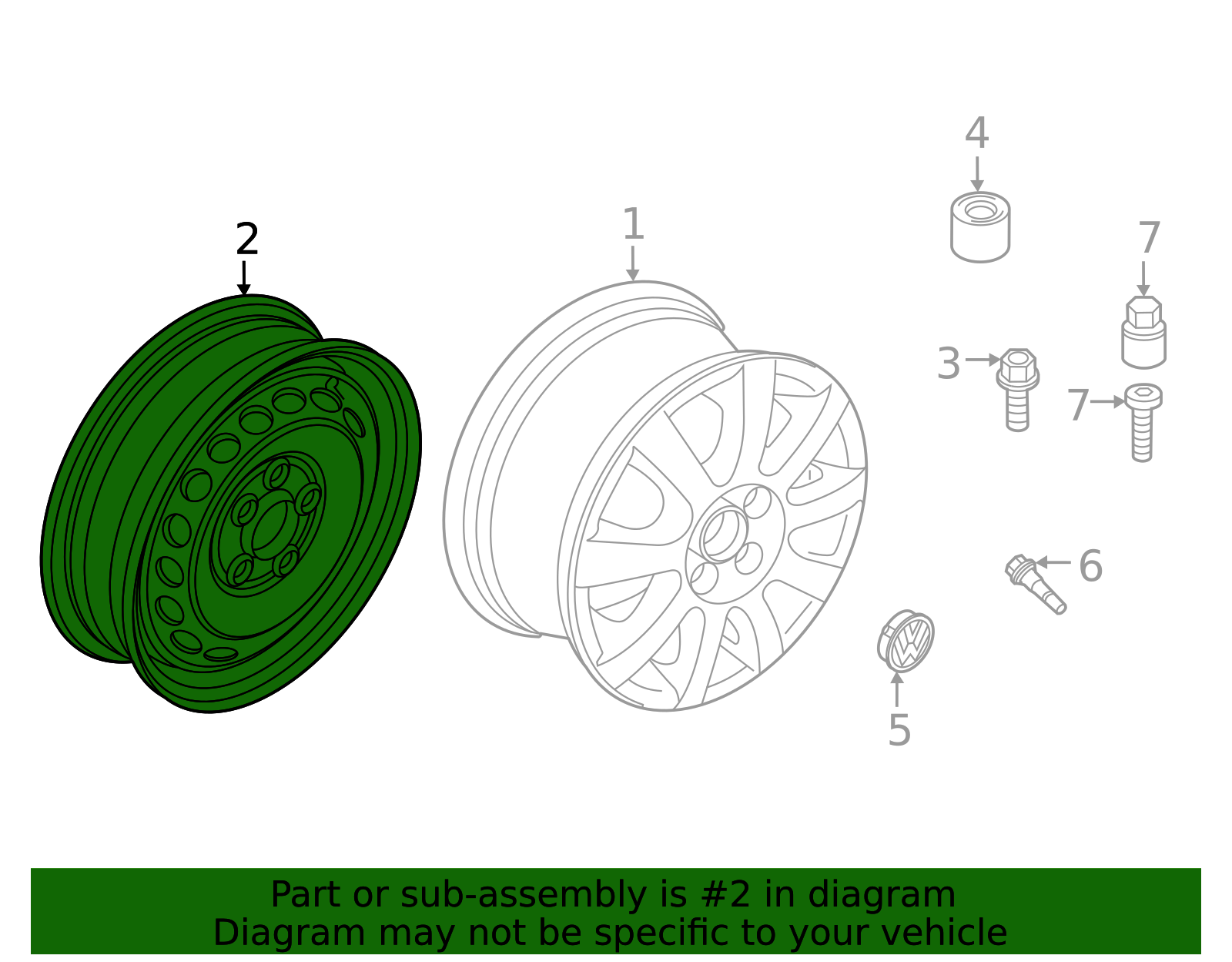 2020-2023 Volkswagen 20-Inch Angled Split 5 Spoke Wheel 3CM-601-025-A ...