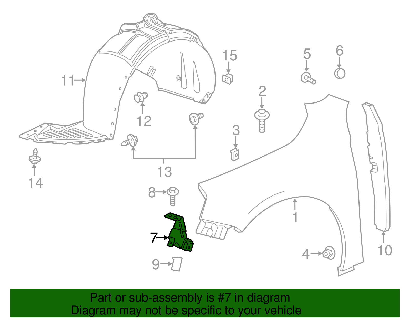 2014-2020 Chevrolet Impala Passenger Side Front Fender Front Bracket ...
