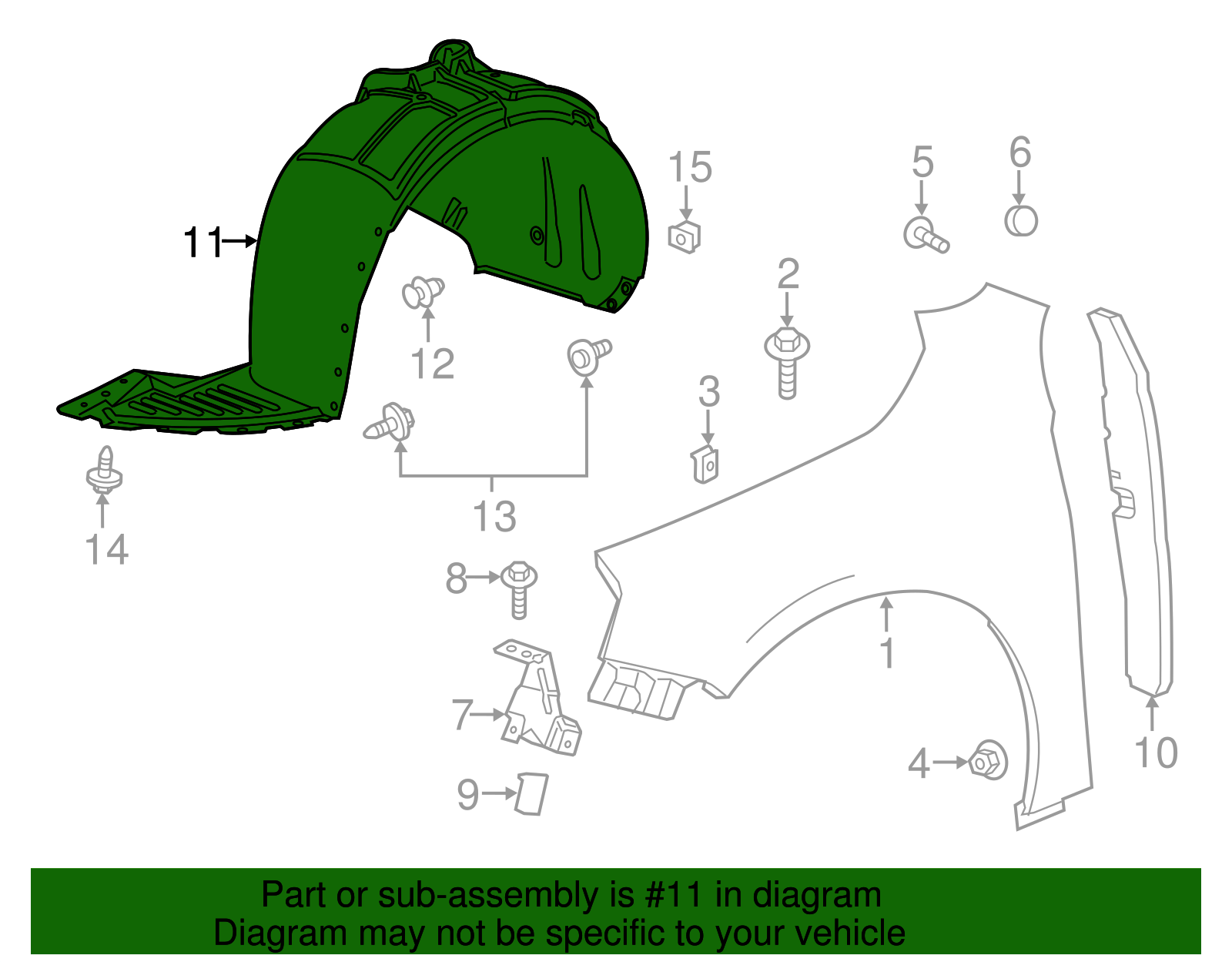 2014-2020 Chevrolet Impala Front Driver Side Wheelhouse Liner 84204441 ...