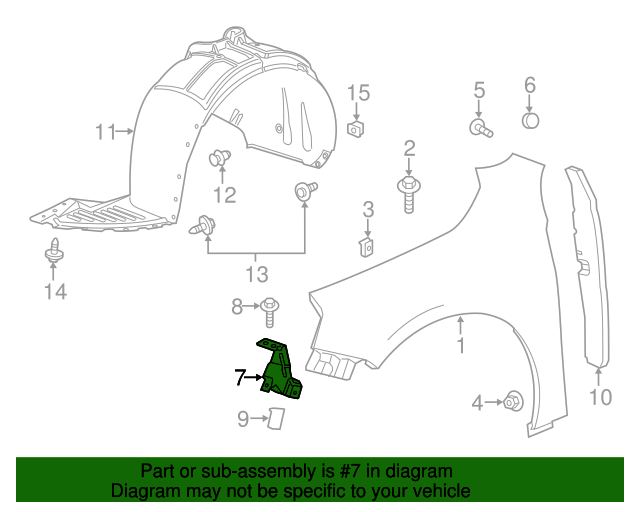 2014-2020 Chevrolet Impala Front Driver Side Fender Front Bracket ...