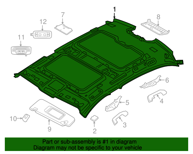 51448062859 - 2016-2019 BMW Headliner (51-44-8-062-859) | BMW of South ...