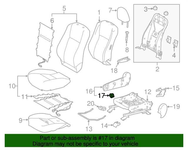 2014-2019 Toyota Seat Frame Trim Panel Clip 71769-47020 | Toyota Parts
